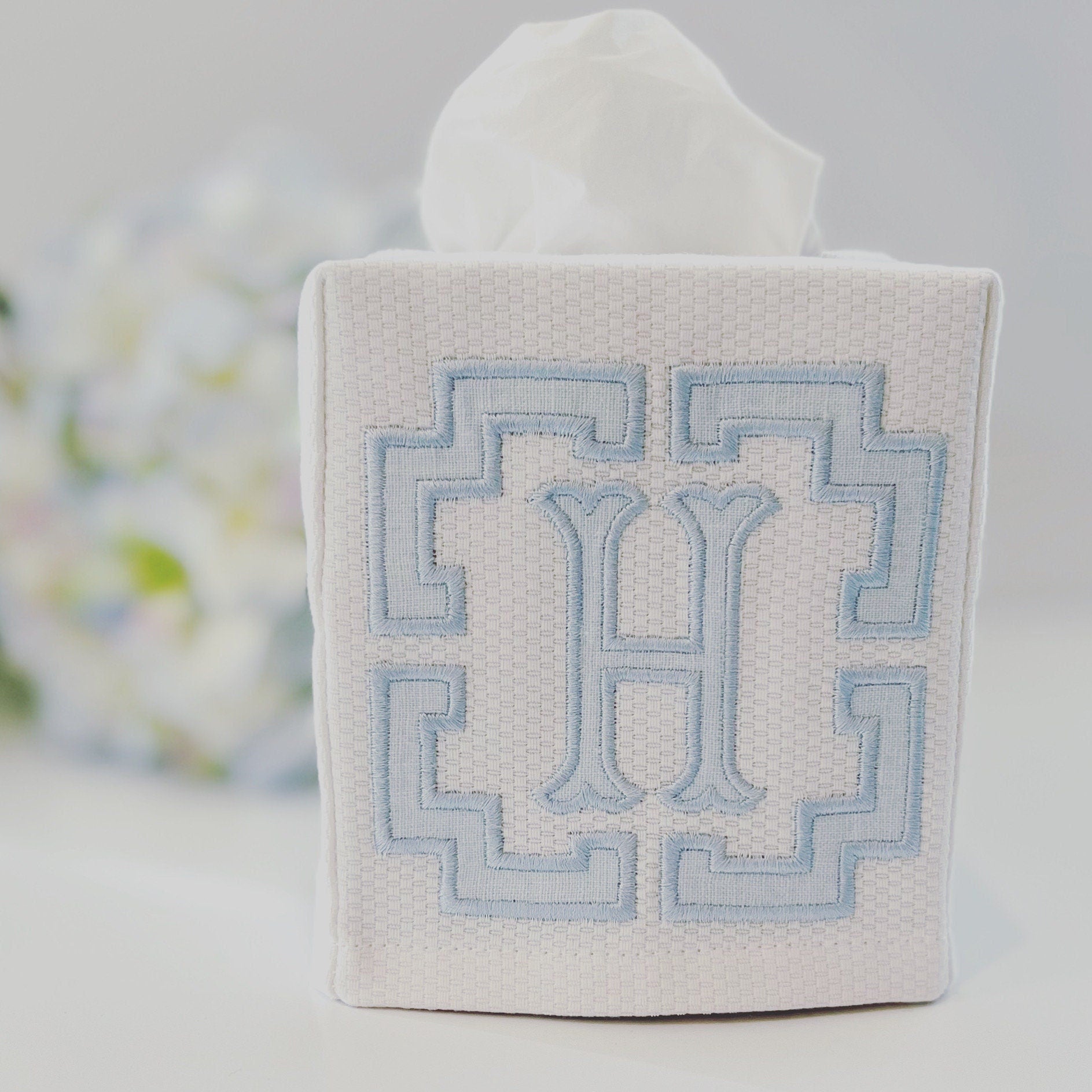 Monogrammed tissue box cover store